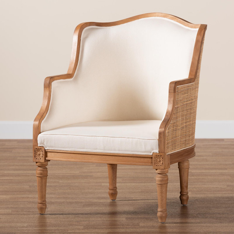 Aagot 26.4 Wide Rattan and Bayur Wood Armchair Brown